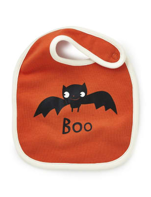 Pure Cotton Reversible Bat Print Bib | M&S