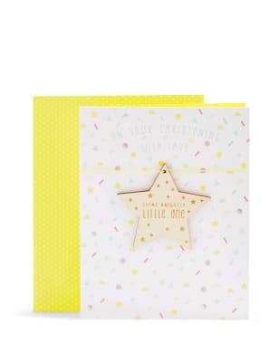 Shine Bright Little One Wooden Star Christening Card | M&S