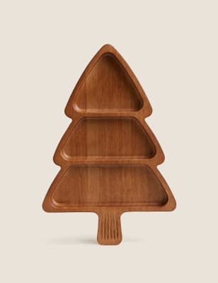 Wooden Christmas Tree Platter