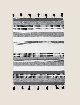 Cotton Rich Woven Monochrome Stripe Throw