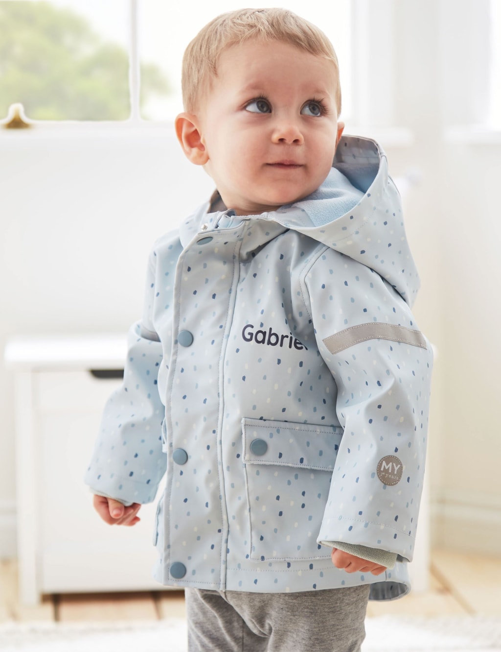 Personalised Blue Spot Print Raincoat | My 1st Years | M&S