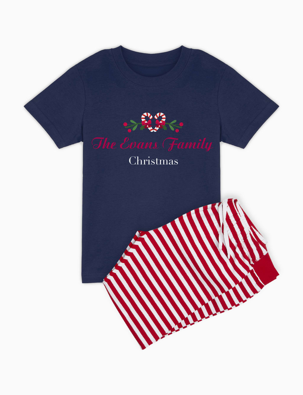 Personalised Candy Cane Toddler Pyjamas (12 Mths-4 Yrs) | Dollymix | M&S