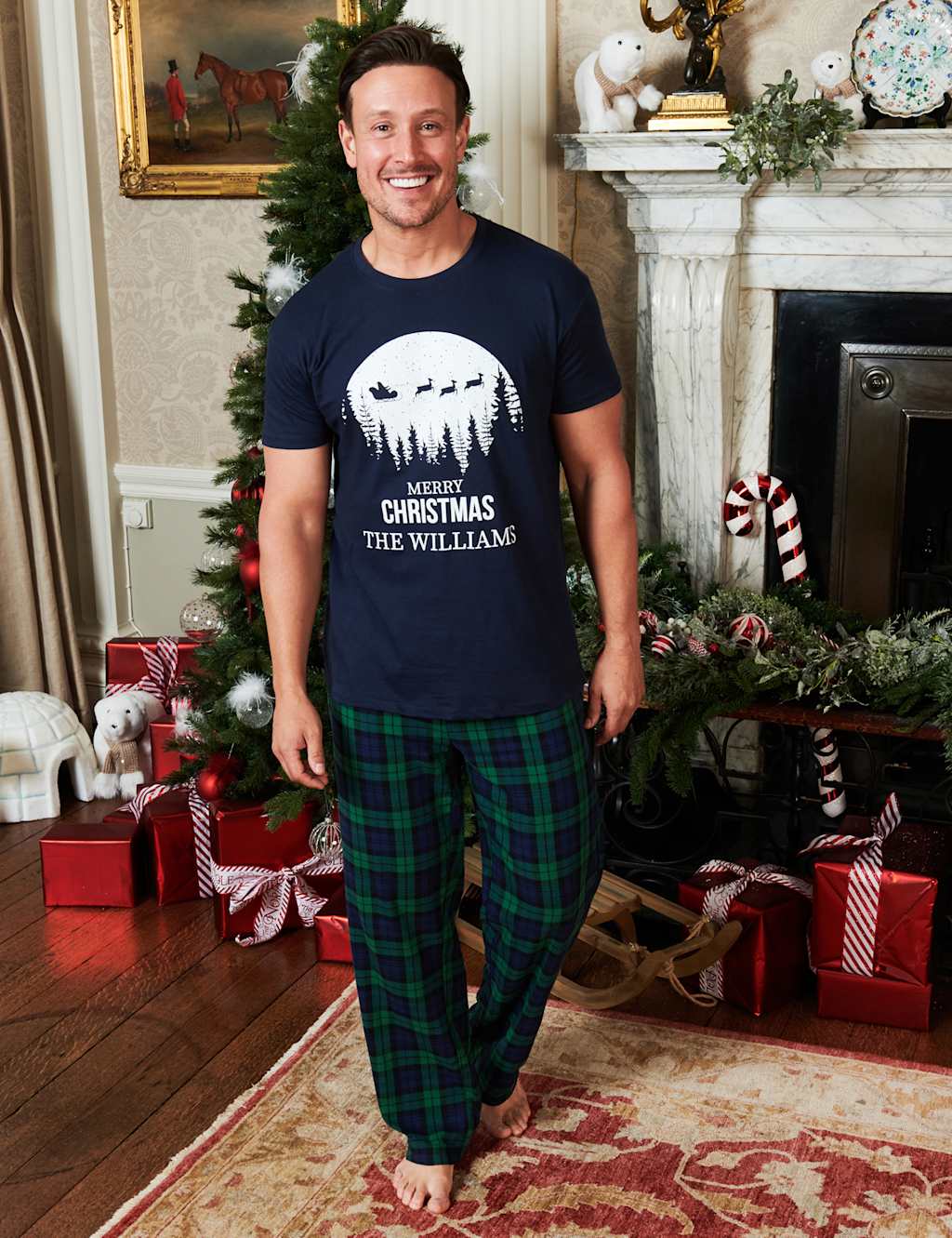 Personalised Christmas Snowglobe Mens Pyjamas by Dollymix | Dollymix | M&S