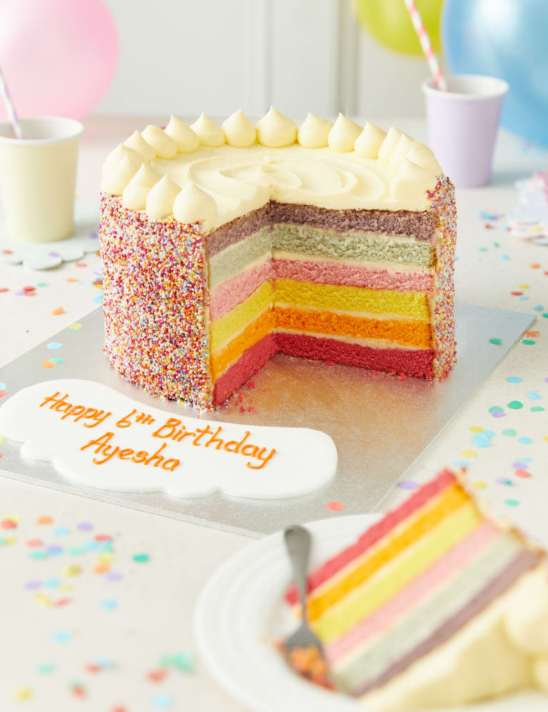 Personalised Extra Large Rainbow Layers Cake (Serves 32) | M&S