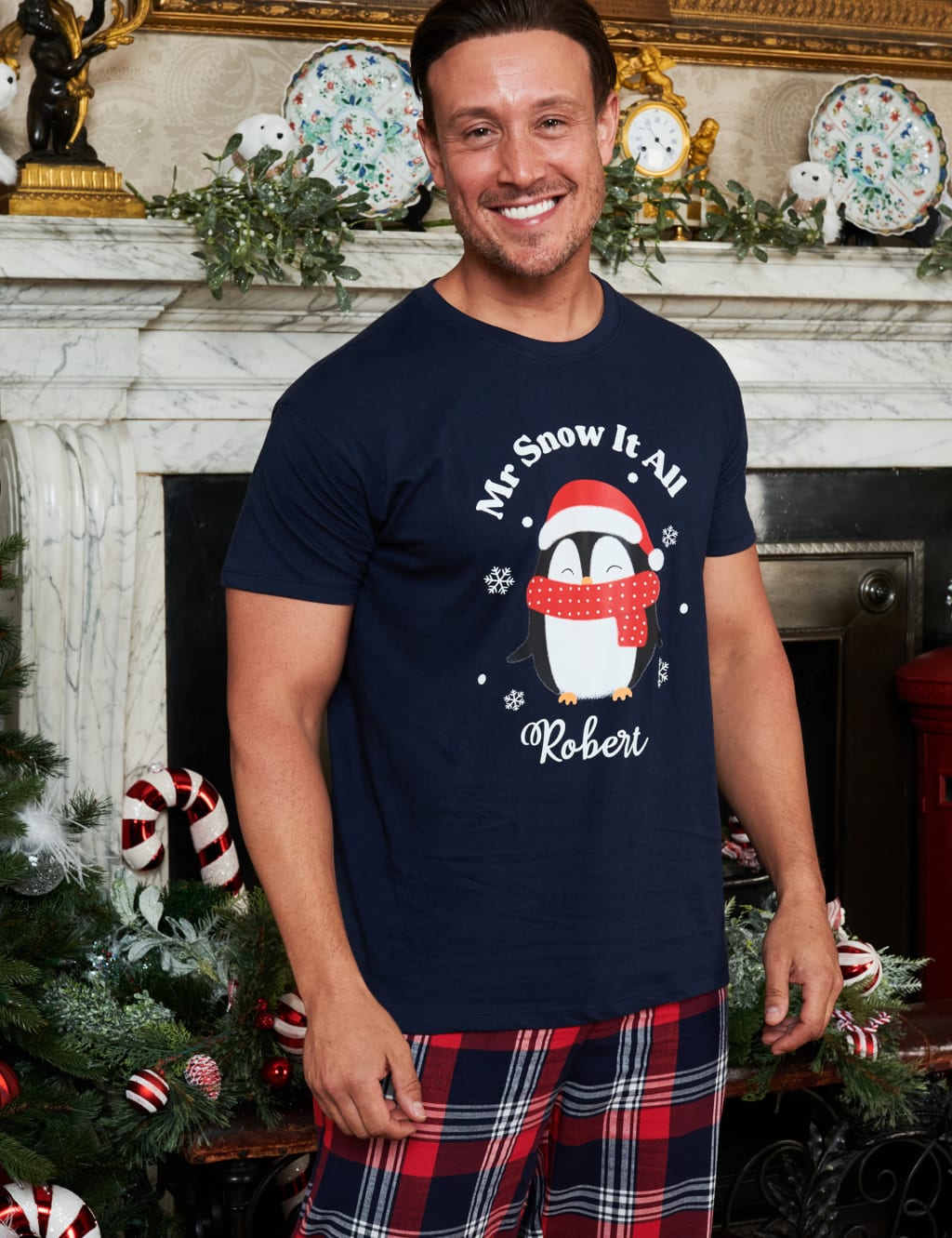 Personalised Penguin Mens Pyjamas | Dollymix | M&S