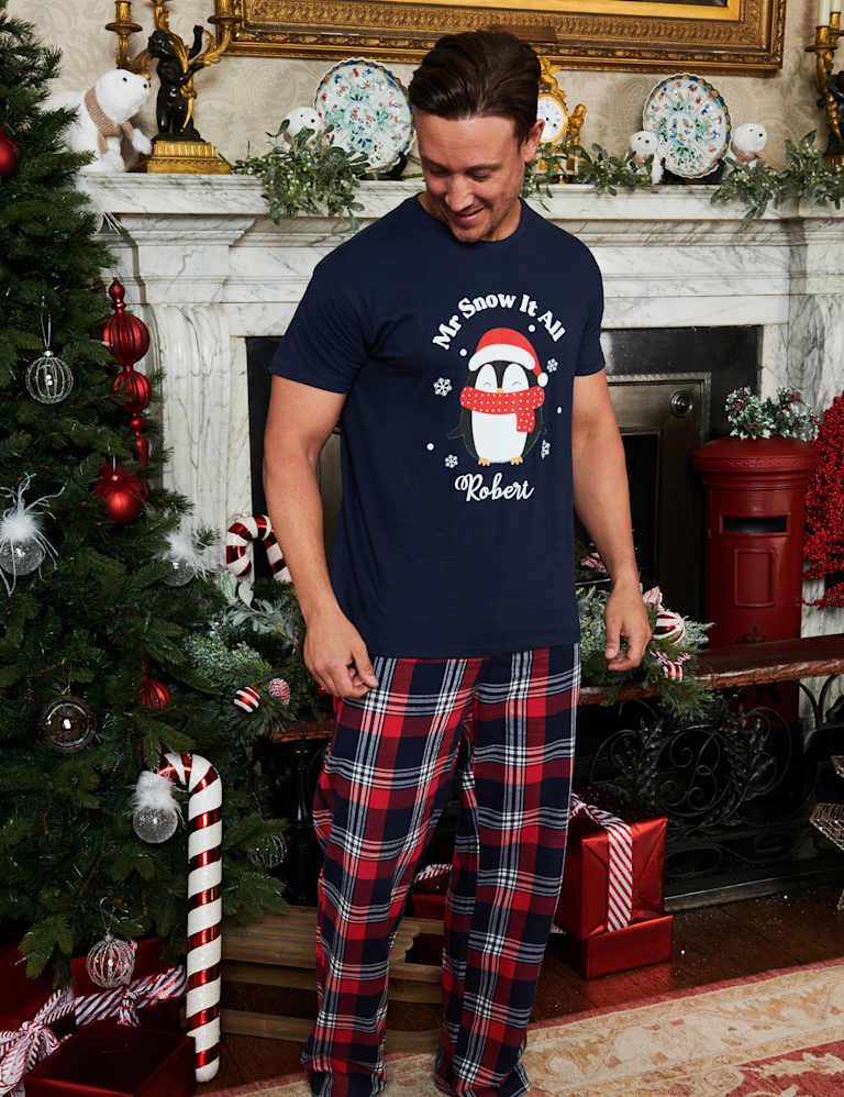 Personalised Penguin Mens Pyjamas | Dollymix | M&S