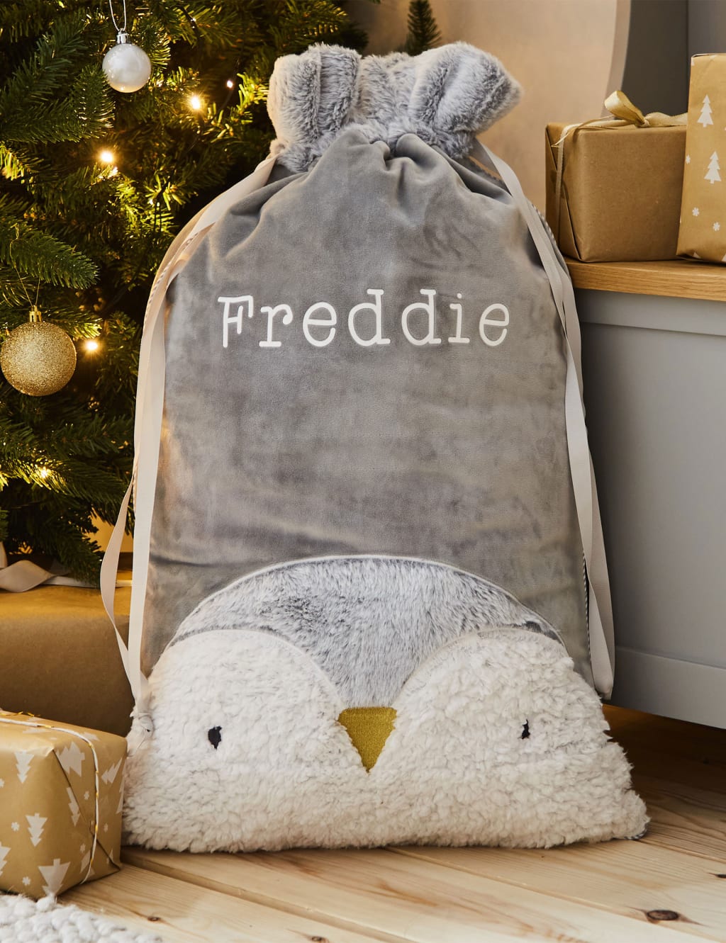 Personalised Penguin Velvet Sack | My 1st Years | M&S