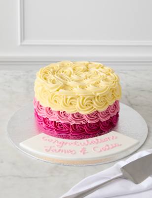 Personalised Piped Rose Sponge Cake (Serves 24) | M&S