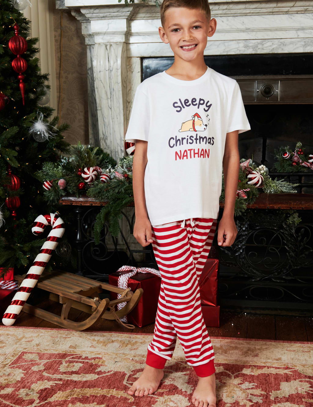 Personalised Sleepy Boys Pyjamas (5-12 Yrs) | Dollymix | M&S