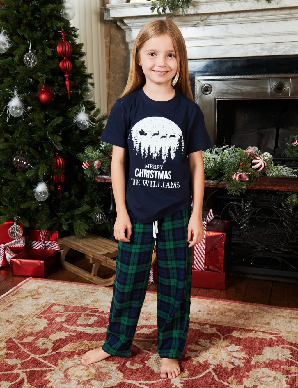 Personalised Snowglobe Girls Pyjamas (5-12 Yrs) | Dollymix | M&S