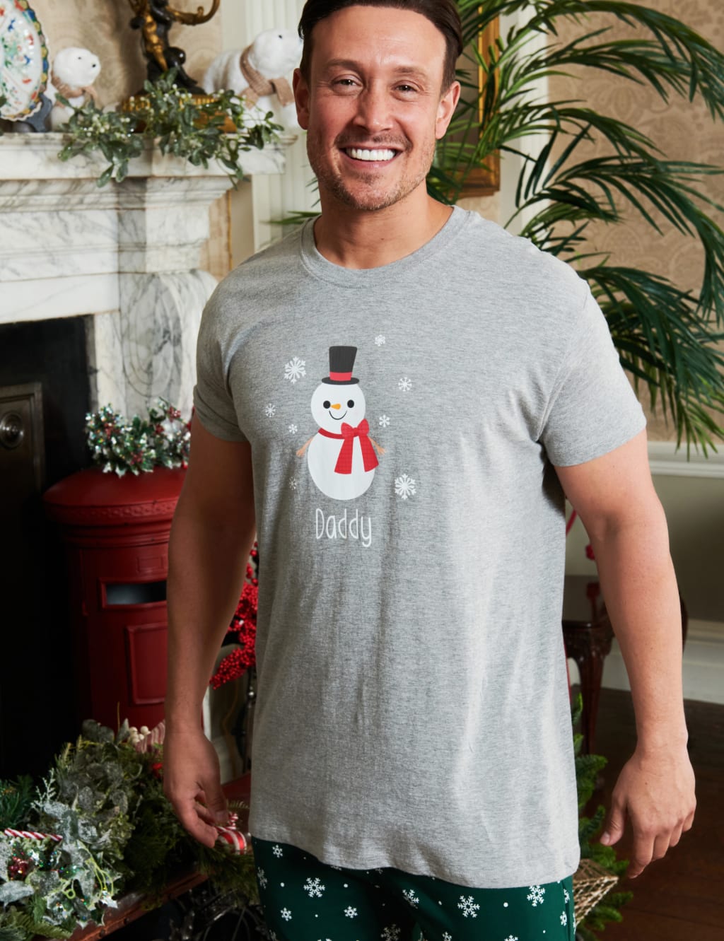 Personalised Snowman Mens Pyjamas | Dollymix | M&S