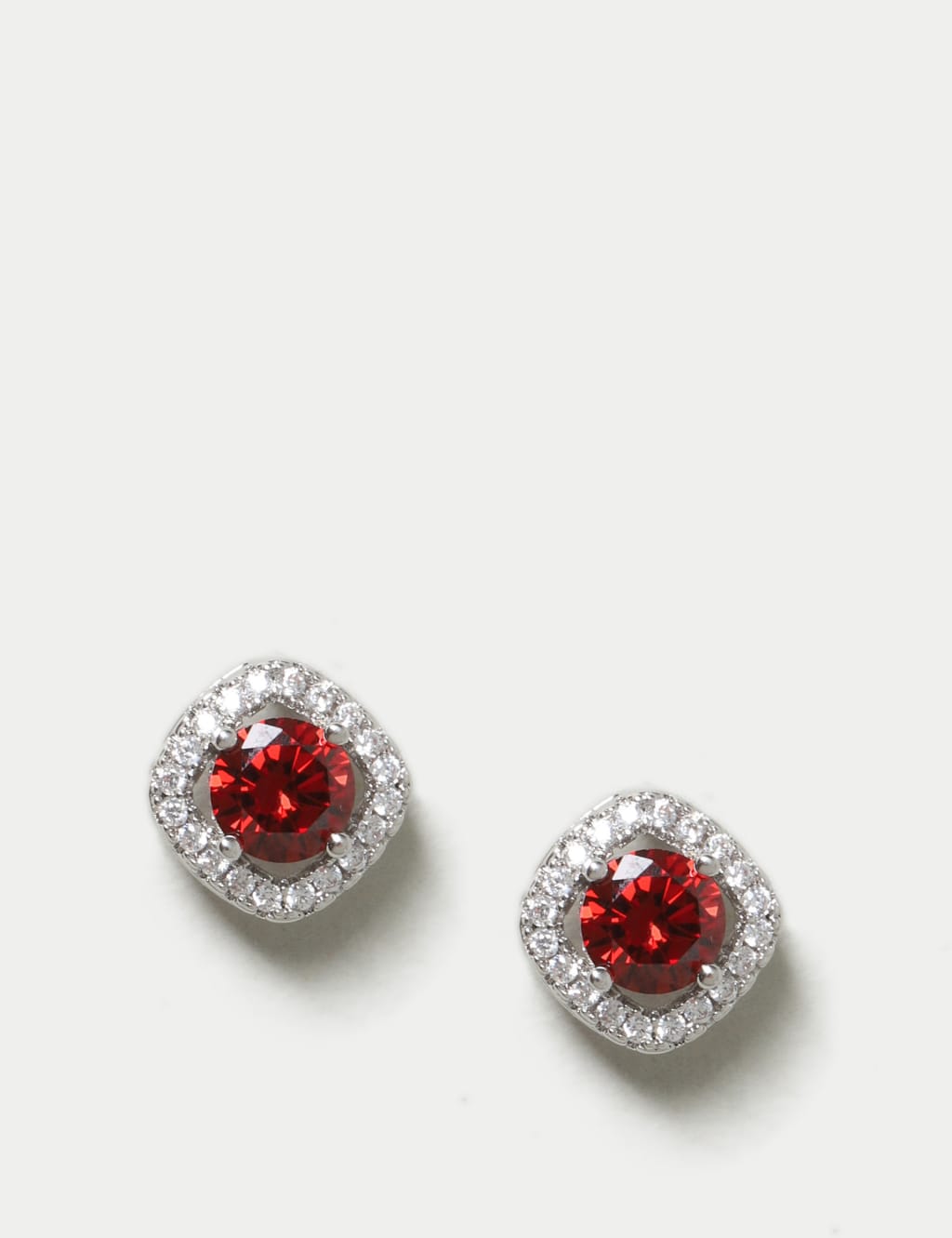 Platinum Plated Cubic Zirconia January Birthstone Stud Earring | M&S ...