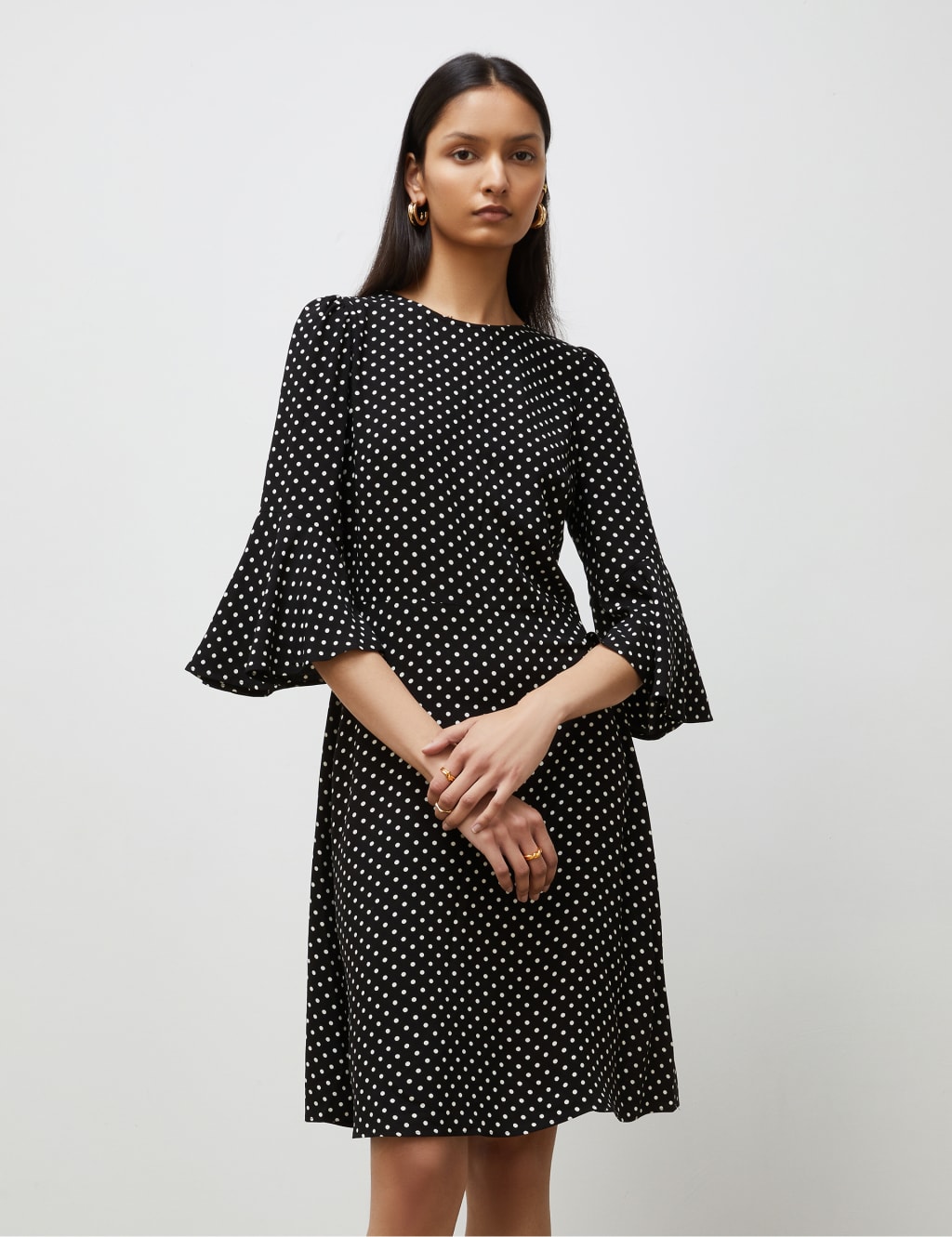 Polka Dot Knee Length Waisted Dress Finery London Mands