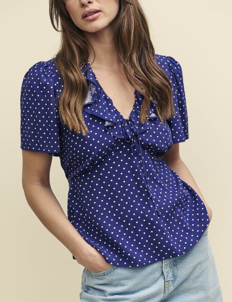 Polka Dot V-Neck Tie Front Blouse | Nobody's Child | M&S