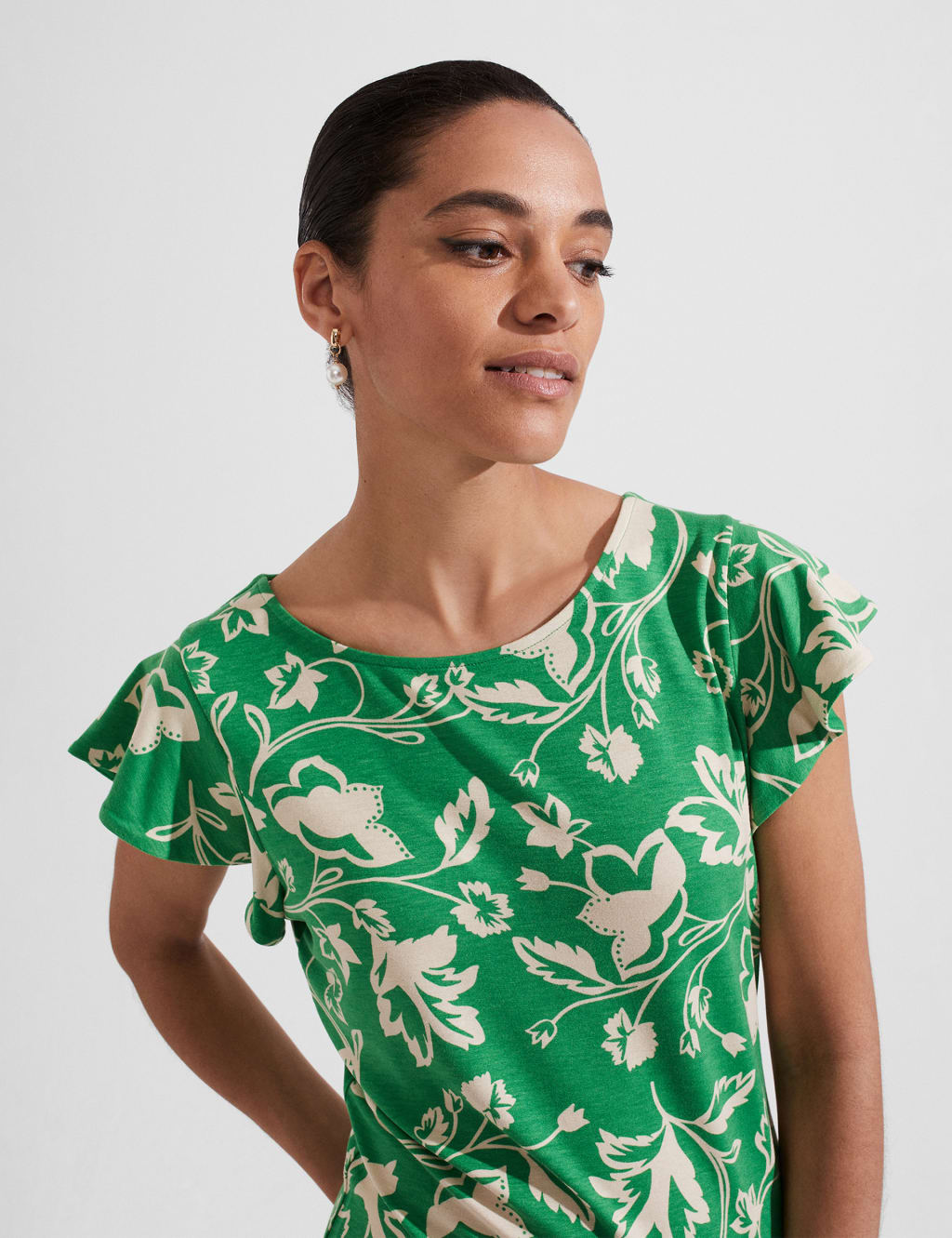 Printed Angel Sleeve Top | HOBBS | M&S