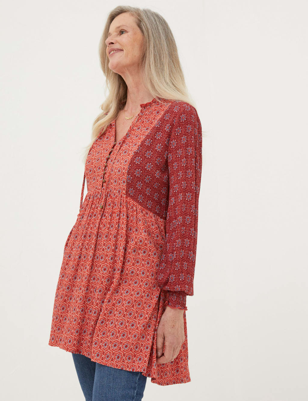 Printed Tie Neck Tunic | FatFace | M&S