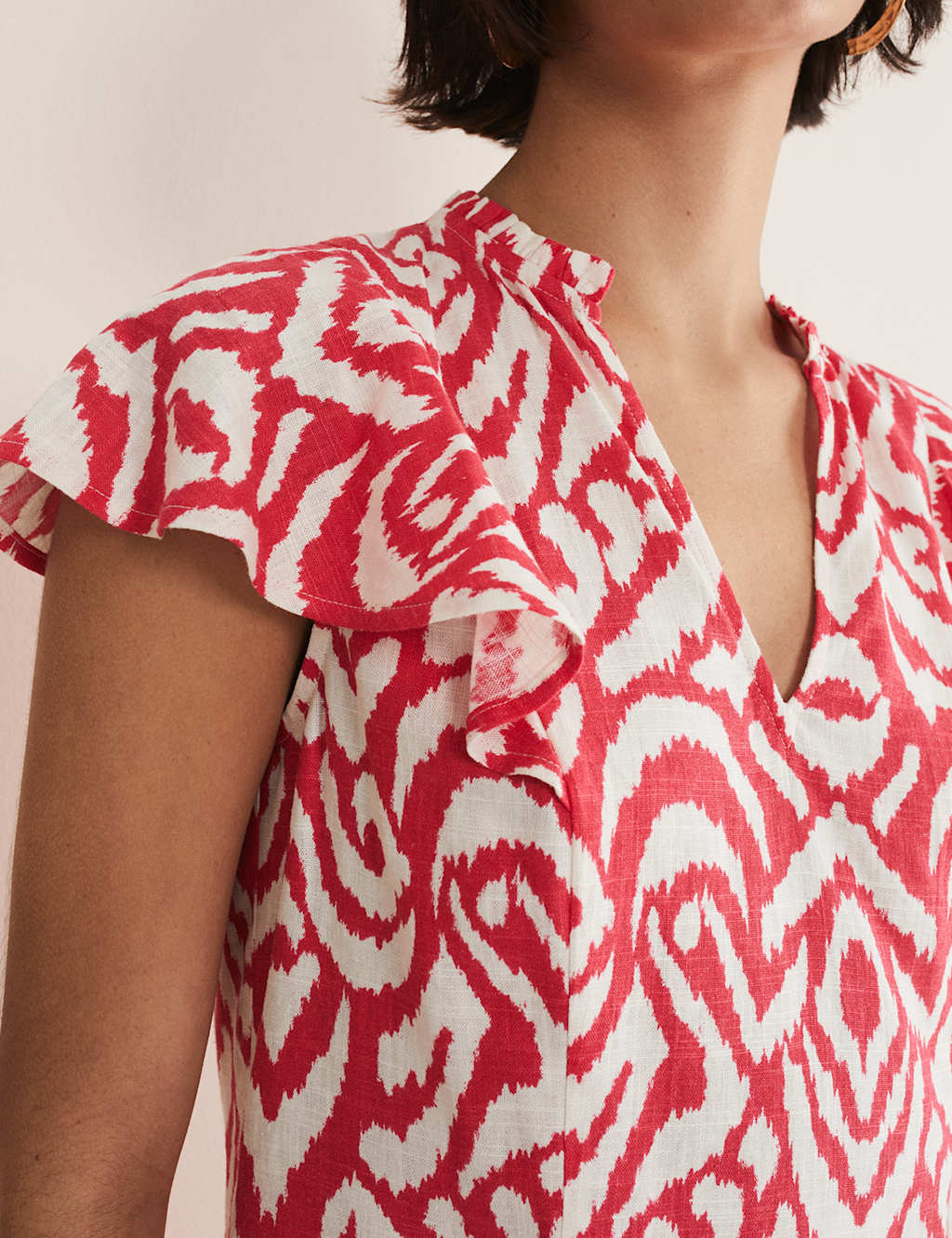 Printed V-Neck Top with Linen | Phase Eight | M&S