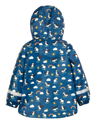 Puffin Print Hooded Fleece Lined Raincoat ( 1 - 10 Yrs) | Frugi | M&S