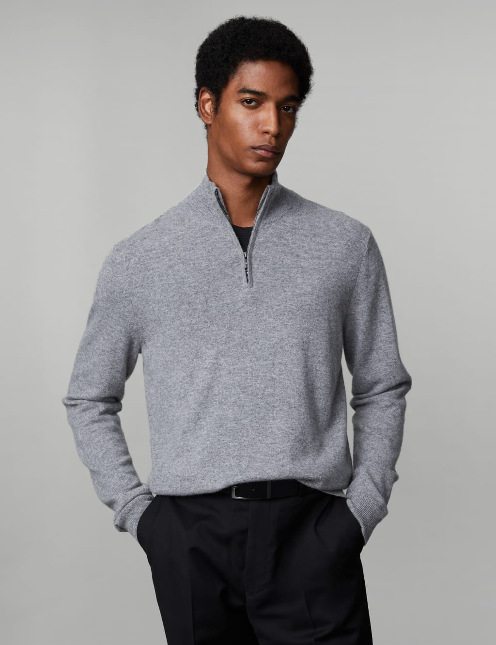 Pure Cashmere Half Zip Jumper | JAEGER | M&S