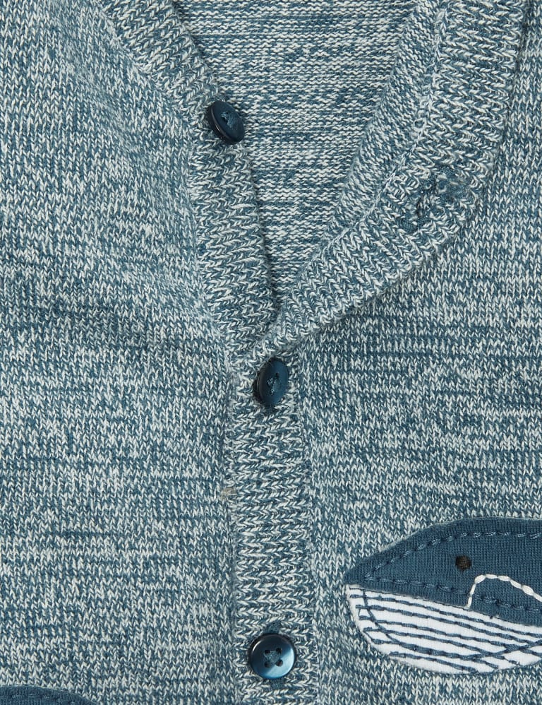 Pure Cotton Applique Whale Cardigan (0 - 3 Yrs) | M&S