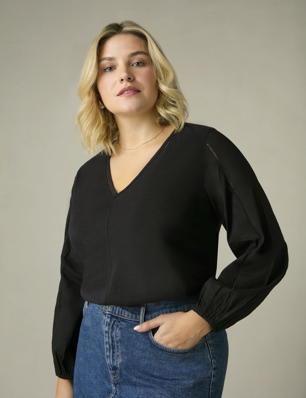 Pure Cotton Blouson Sleeve Top | Live Unlimited London | M&S