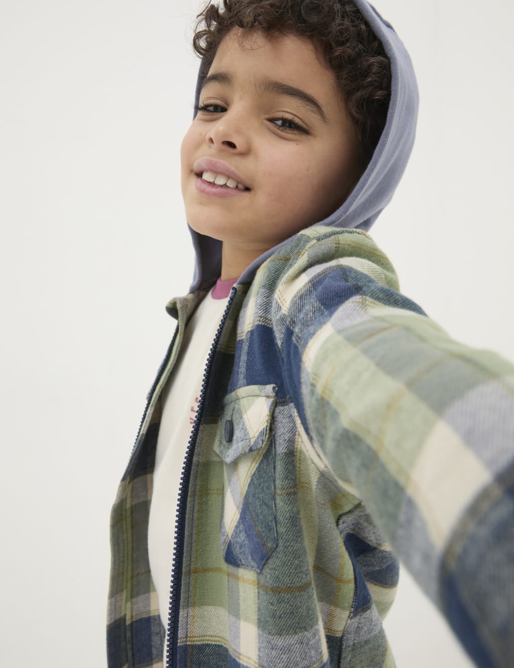 Pure Cotton Check Hooded Shacket (3-13 Yrs) | FatFace | M&S