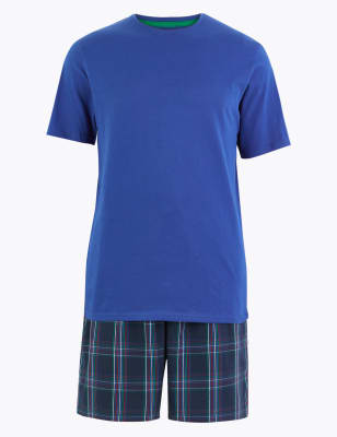 Pure Cotton Checked Short Pyjama Set | M&S Collection | M&S