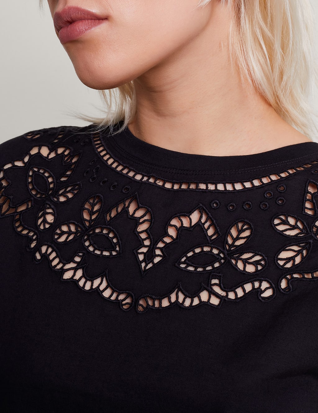 Pure Cotton Cutwork Detail T-Shirt | Monsoon | M&S