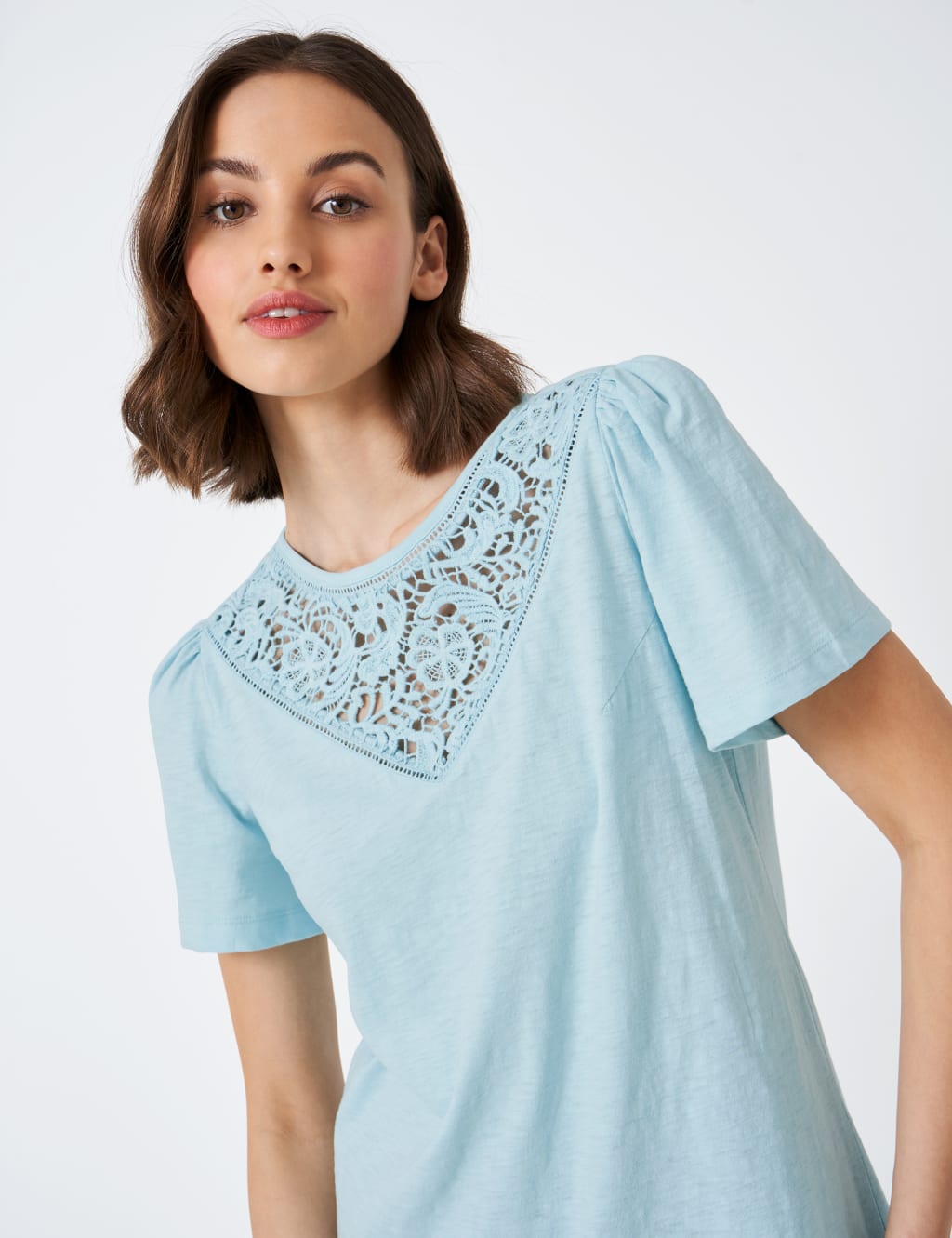 Pure Cotton Embroidered Angel Sleeve Top | Crew Clothing | M&S