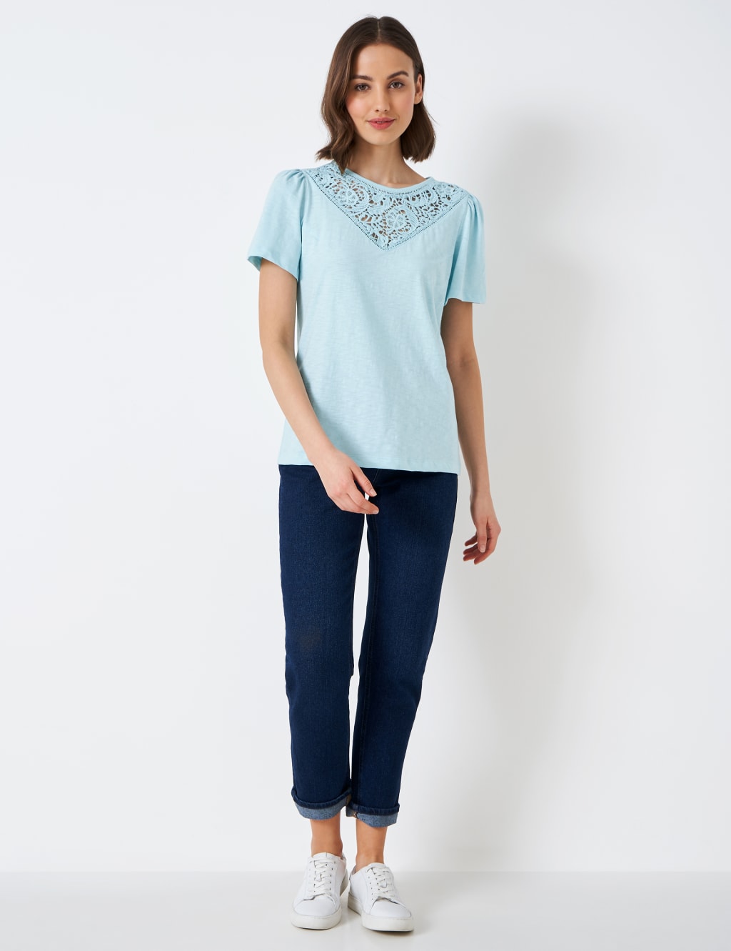 Pure Cotton Embroidered Angel Sleeve Top | Crew Clothing | M&S