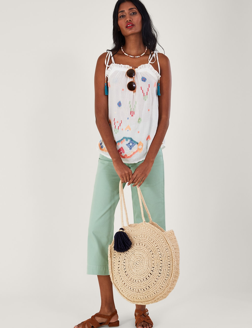 Pure Cotton Embroidered Cami Top | Monsoon | M&S