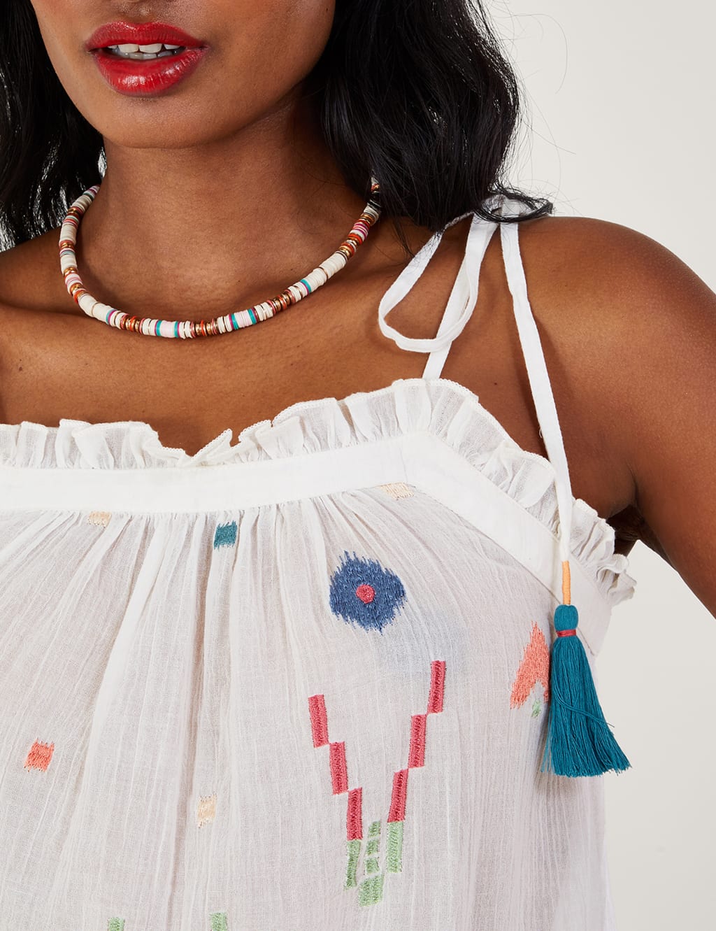 Pure Cotton Embroidered Cami Top | Monsoon | M&S