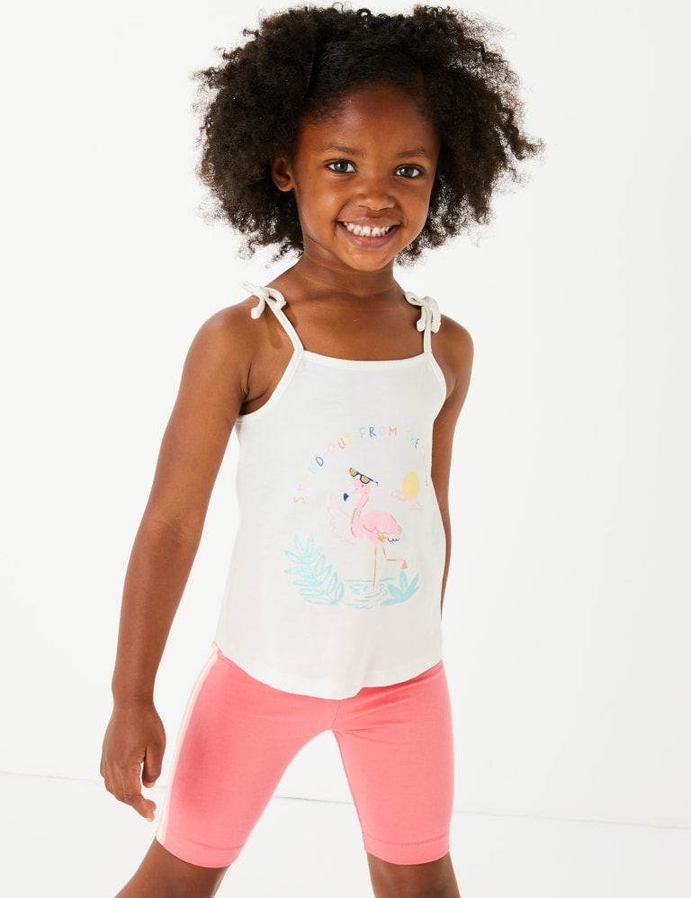 Pure Cotton Flamingo Vest (2-7 Yrs) | M&S