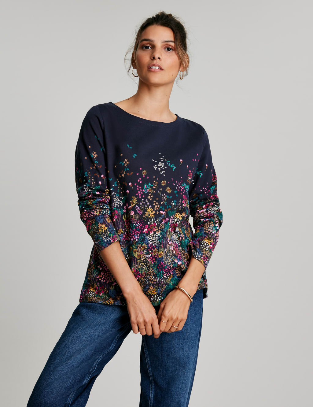 Pure Cotton Jersey Floral Long Sleeve Top | Joules | M&S