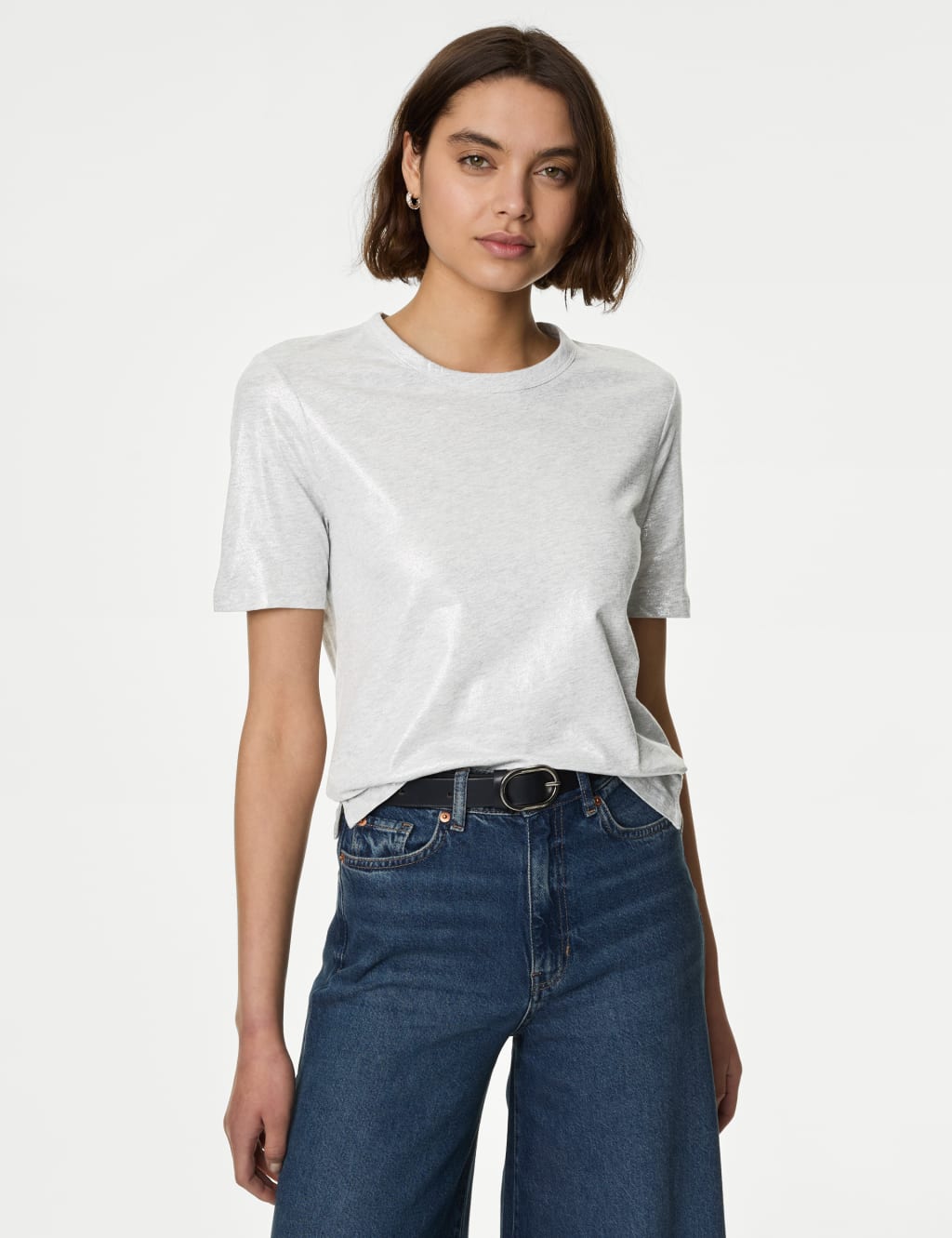 Pure Cotton Metallic T-Shirt | M&S Collection | M&S