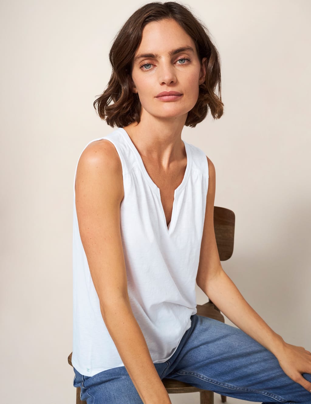 Pure Cotton Notch Neck Vest Top | White Stuff | M&S