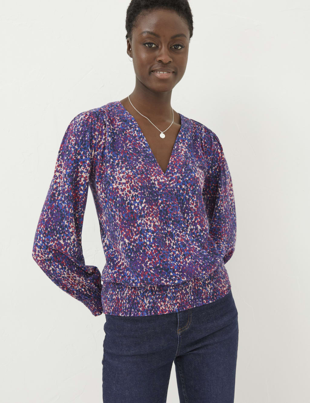 Pure Cotton Printed Wrap Top | FatFace | M&S