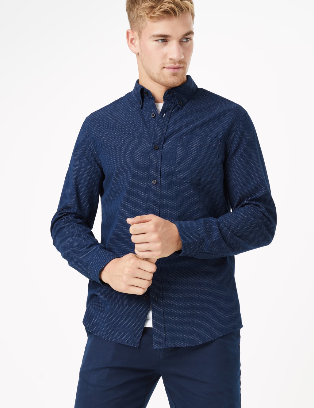 Pure Cotton Regular Fit Textured Shirt | M&S Collection | M&S