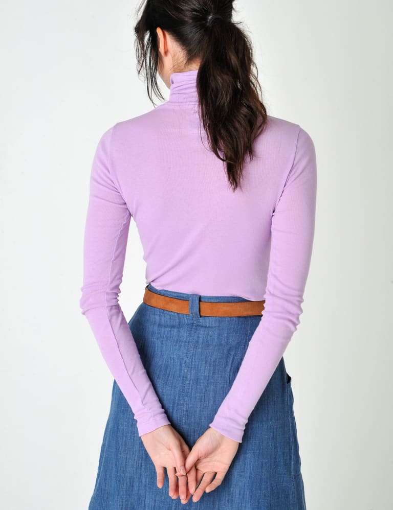 Pure Cotton Ribbed Roll Neck Top | Burgs | M&S