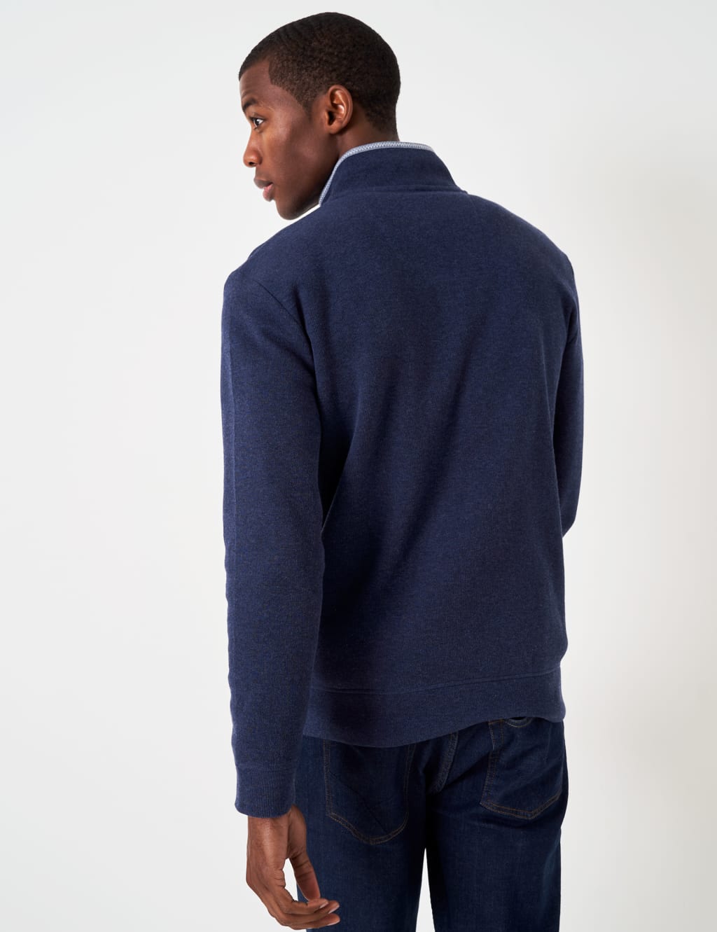 Pure Cotton Ribbed Zip Up Jumper | Crew Clothing | M&S