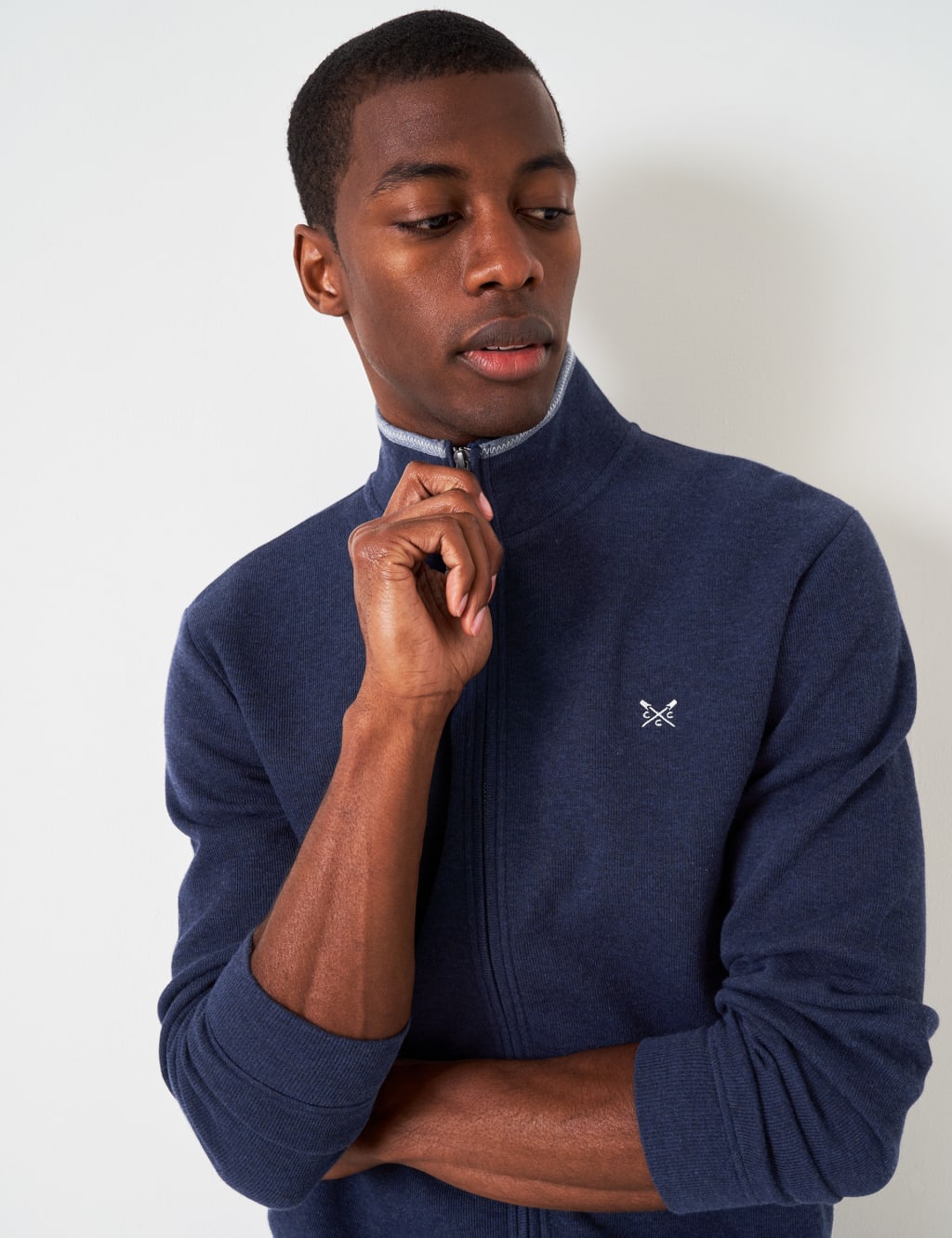 Pure Cotton Ribbed Zip Up Jumper | Crew Clothing | M&S