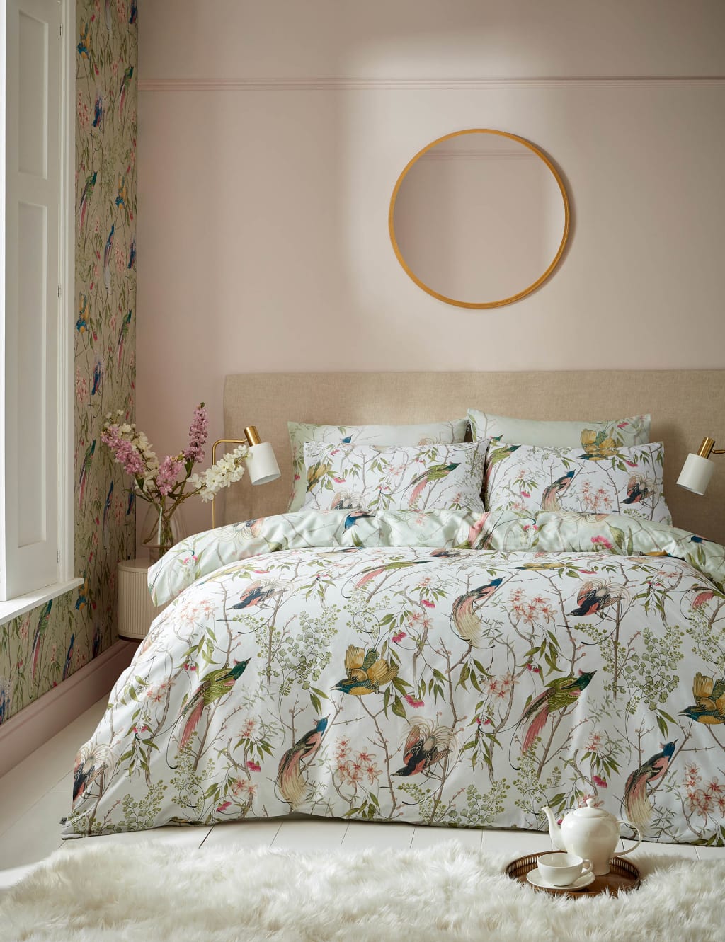 Pure Cotton Sateen Clavering Birds Bedding Set | Graham & Brown | M&S