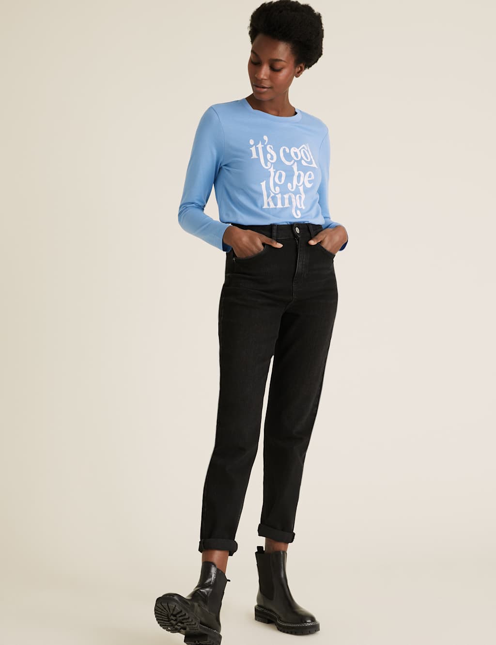 Pure Cotton Slogan Straight Fit Top | M&S Collection | M&S