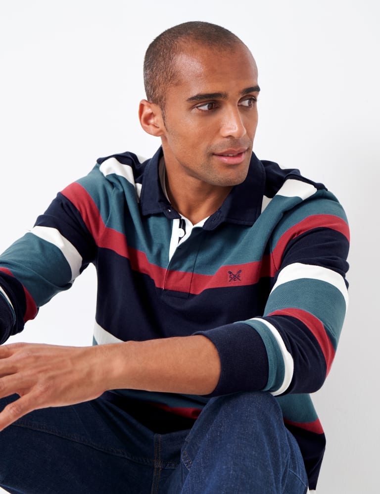 Pure Cotton Striped Long Sleeve Rugby Shirt Crew Clothing Mands