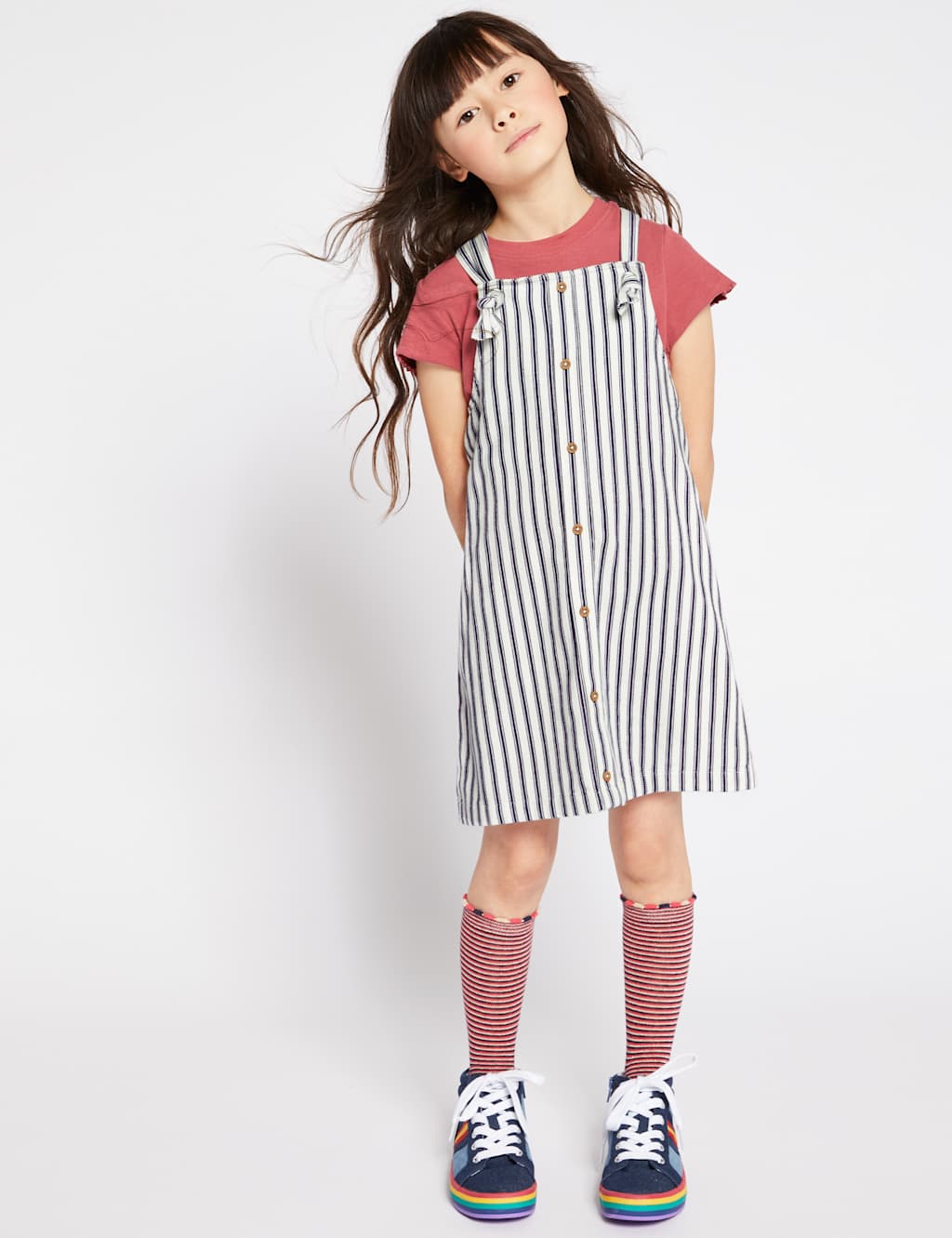 Pure Cotton Striped Pinafore (3-16 Years) | M&S