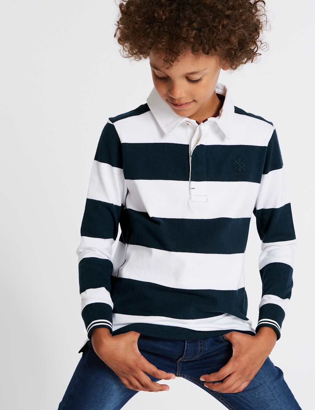 Pure Cotton Striped Rugby Top (3-16 Years) | M&S