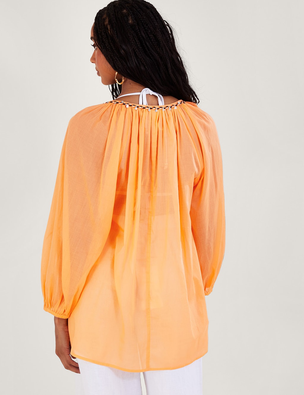 Pure Cotton Tie Neck Tassel Top | Monsoon | M&S