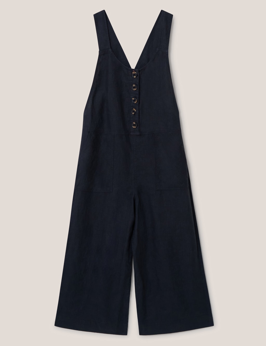 Pure Linen Cropped Wide Leg Dungarees | White Stuff | M&S