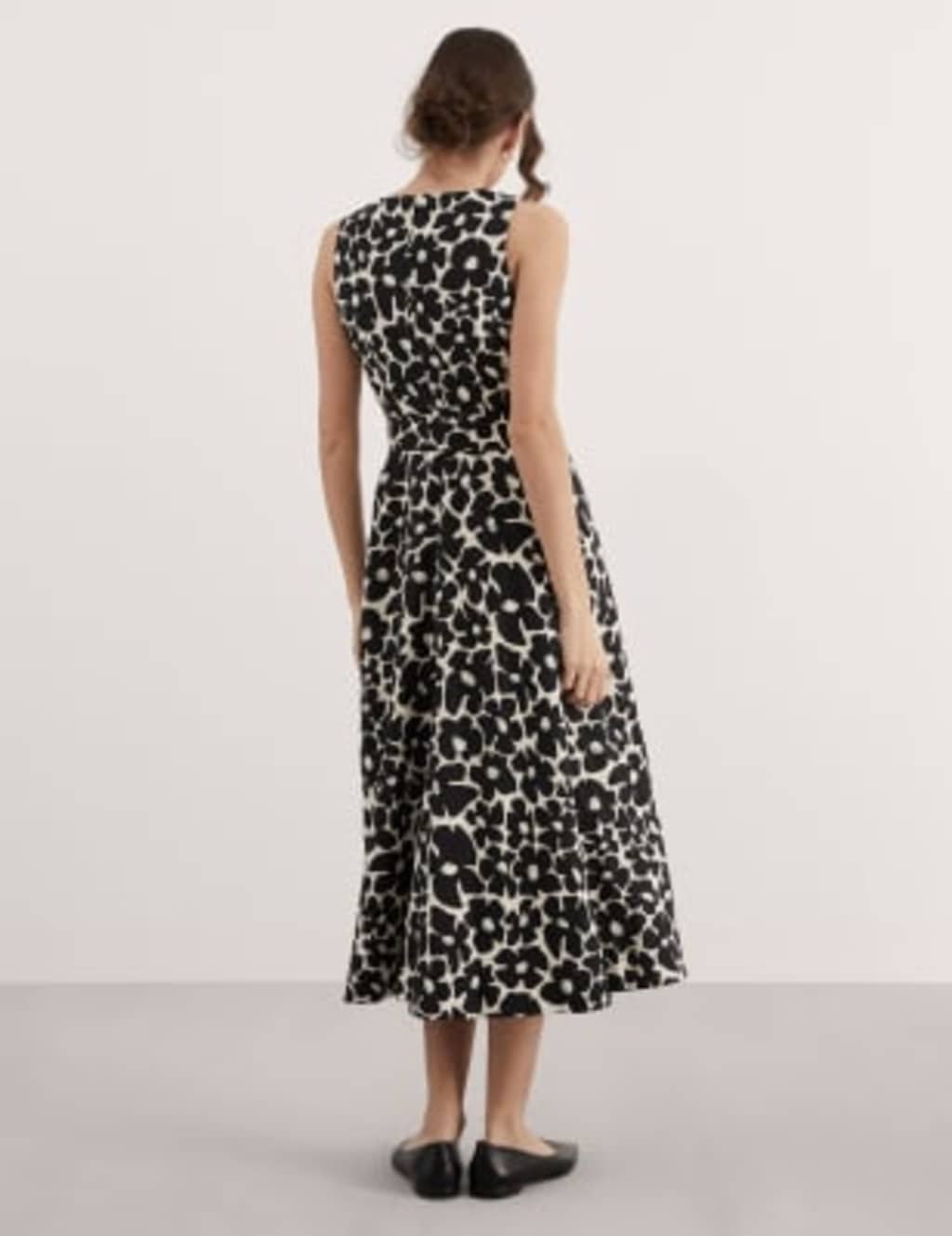 Pure Linen Floral Midi Skater Dress Jaeger Mands