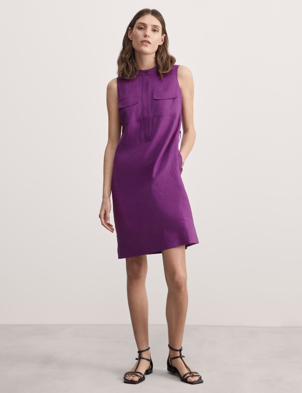 Pure Linen Mini Utility Shift Dress | JAEGER | M&S